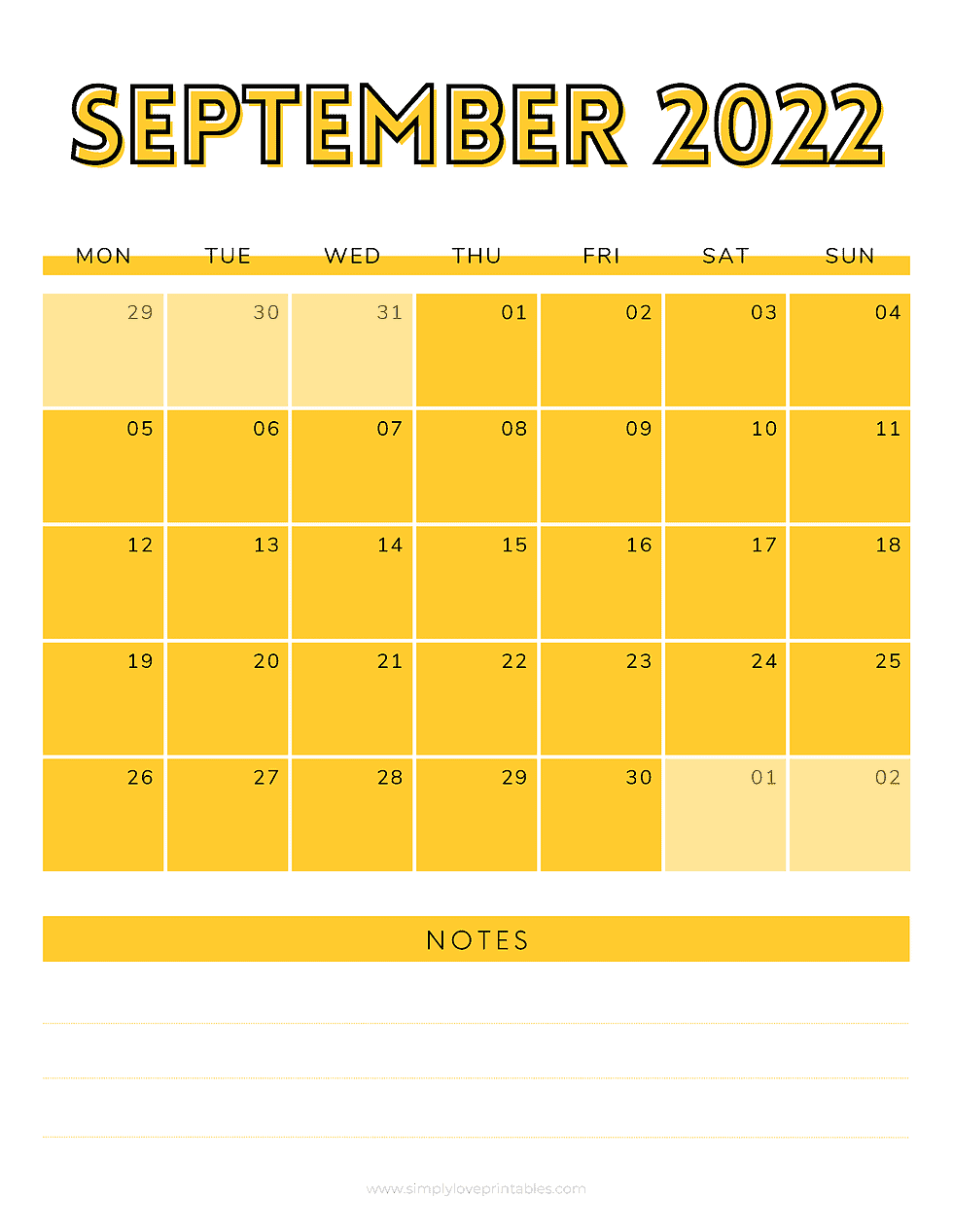 Free September 2022 Calendar Printables | Simply Love Printables
