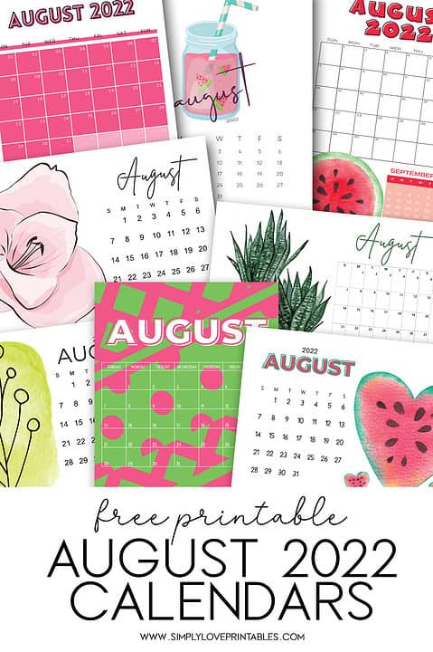 Free August 2022 Calendar Printables | Simply Love Printables