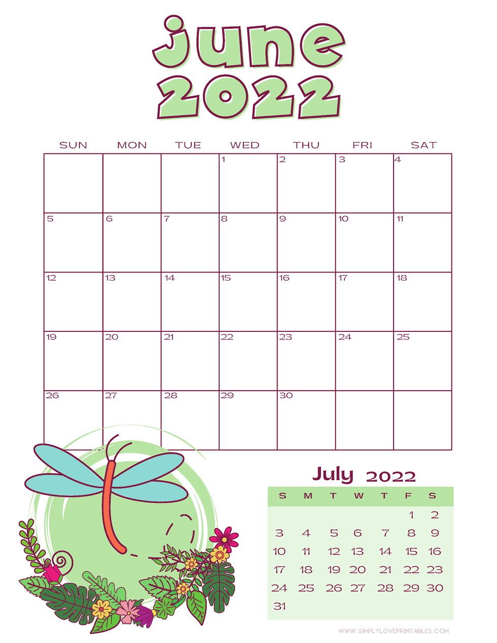 Free June 2022 Calendar | Simply Love Printables