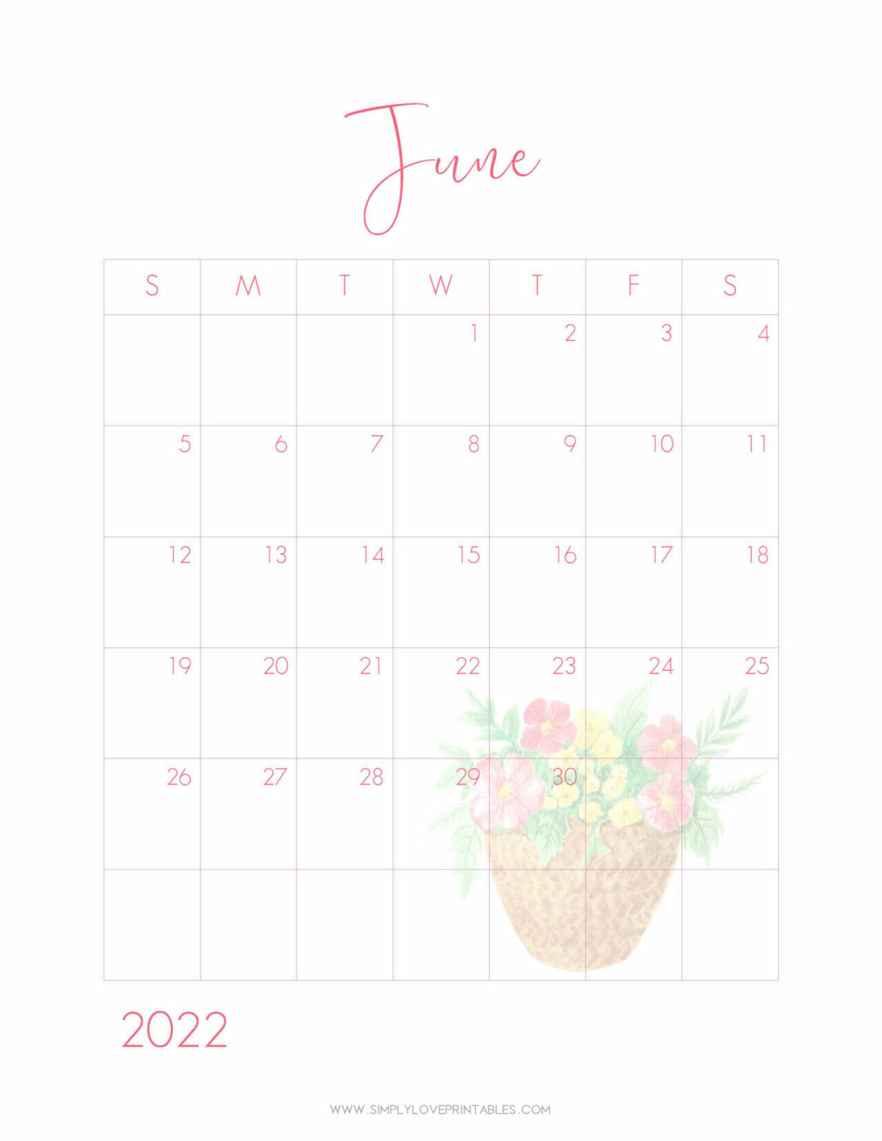 Free June 2022 Calendar | Simply Love Printables