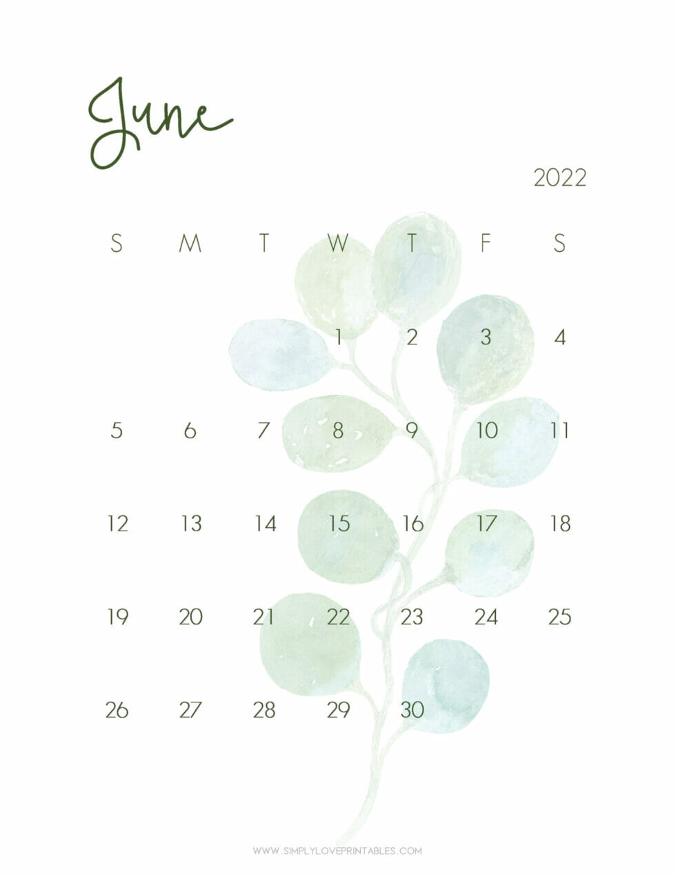 Free June 2022 Calendar | Simply Love Printables