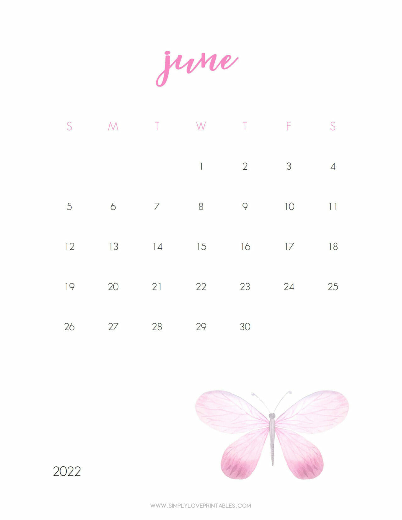 Free June 2022 Calendar | Simply Love Printables