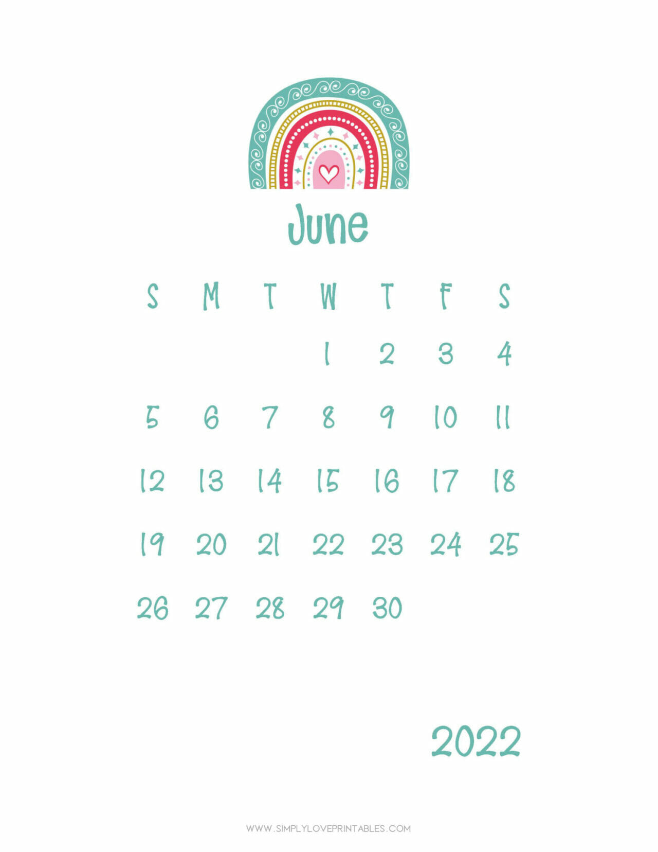 Free June 2022 Calendar | Simply Love Printables
