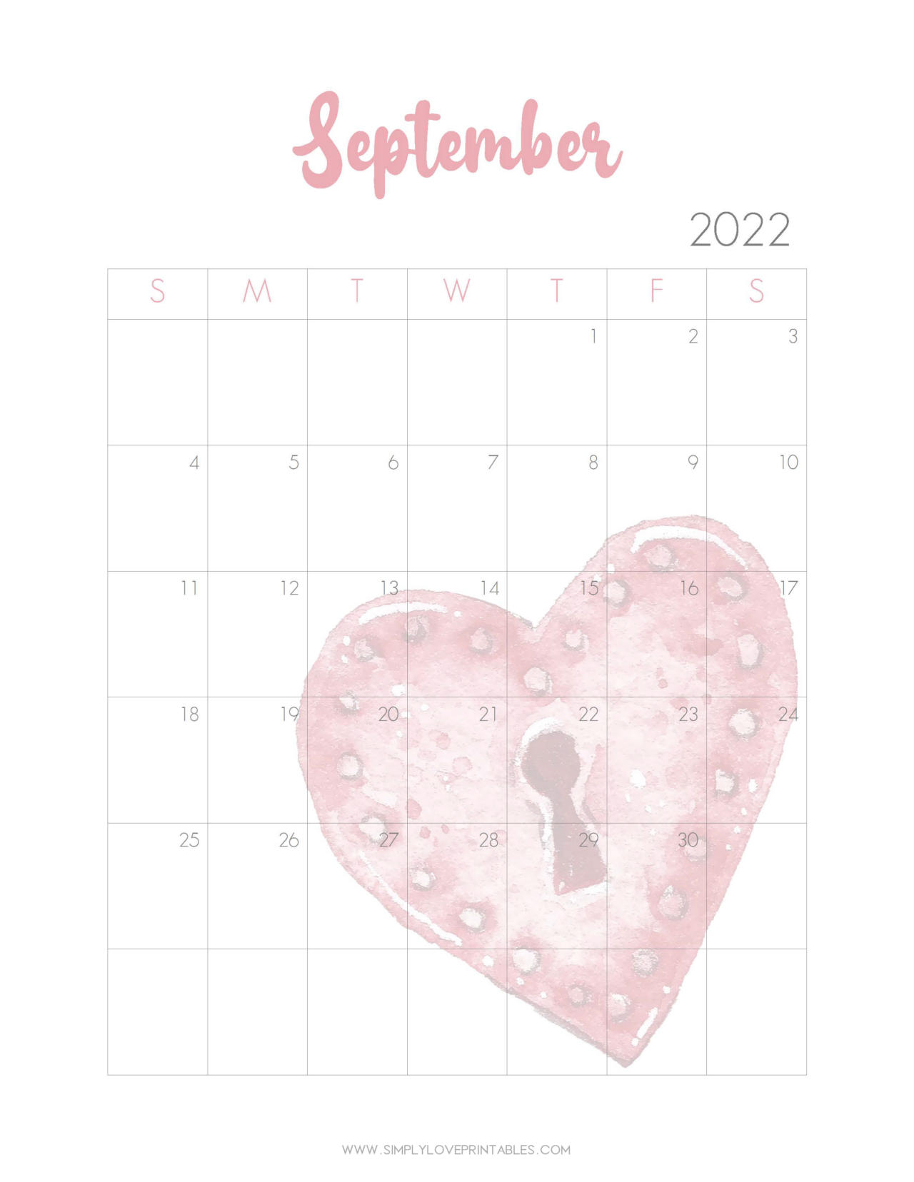 Free September 2022 Calendar Printables | Simply Love Printables