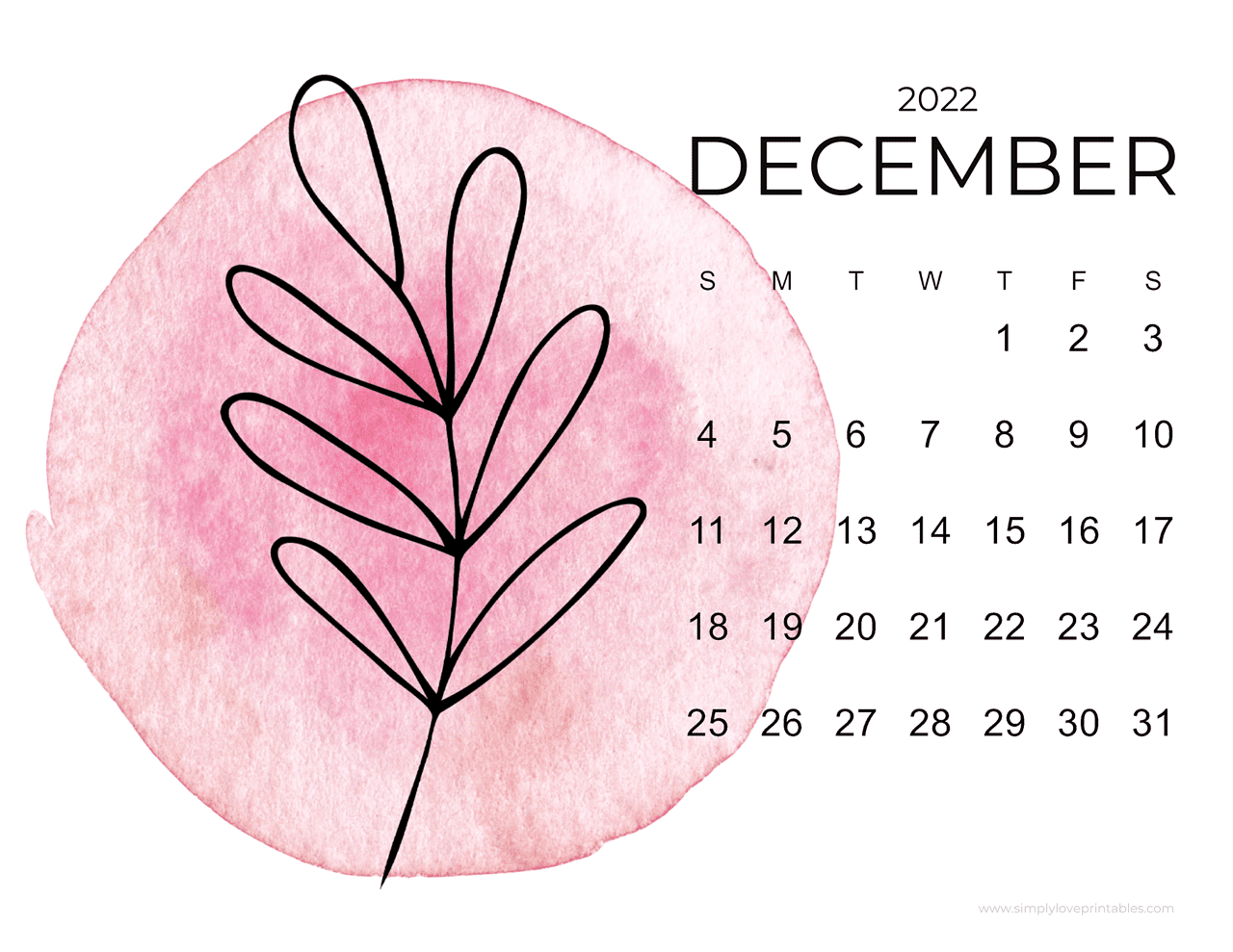 Free Printable December 2022 Calendars | Simply Love Printables