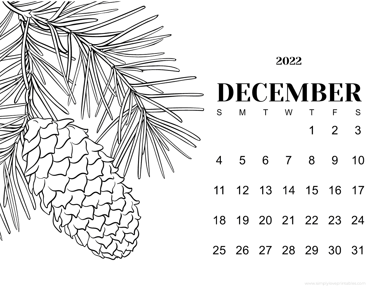 Free Printable December 2022 Calendars | Simply Love Printables