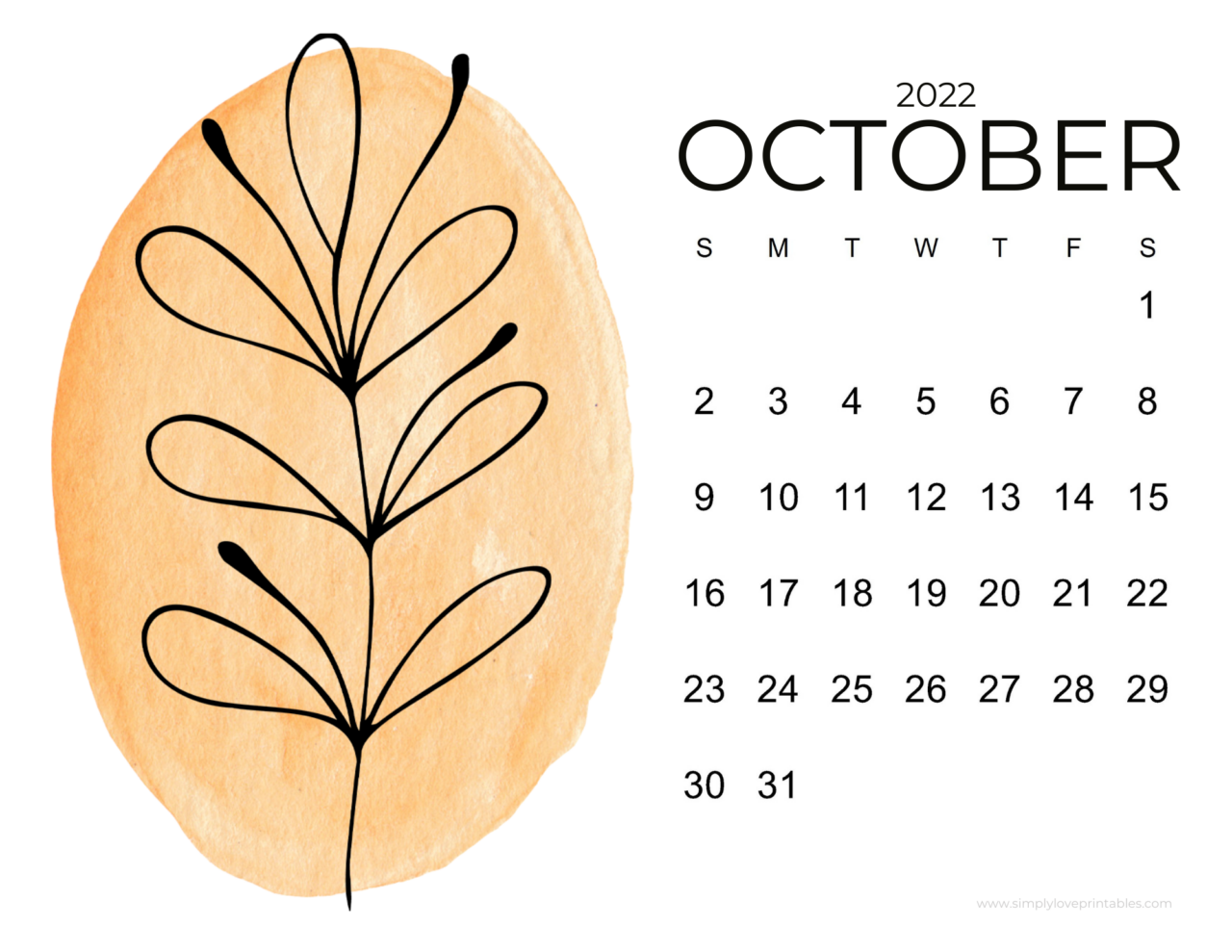 Free Printable October 2022 Calendars | Simply Love Printables