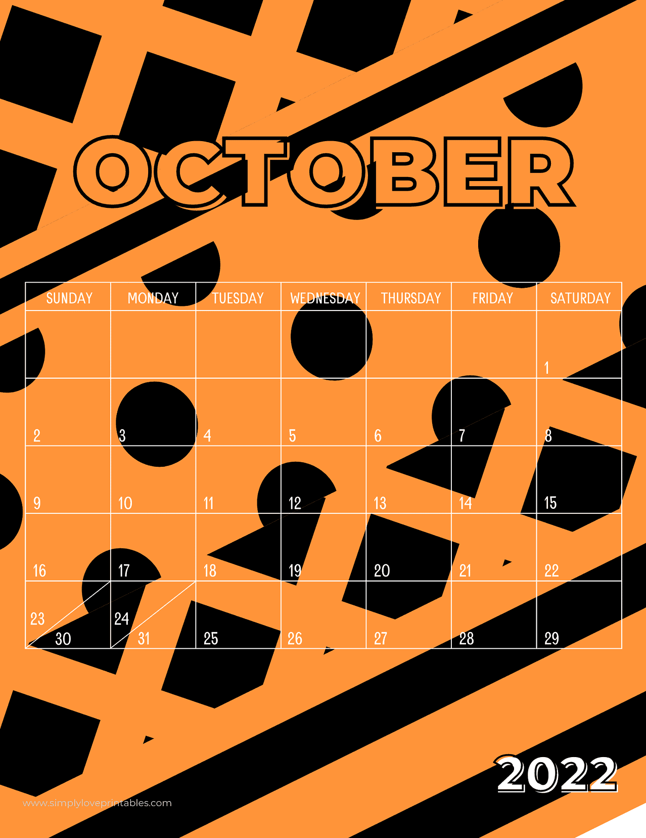 Free Printable October 2022 Calendars | Simply Love Printables