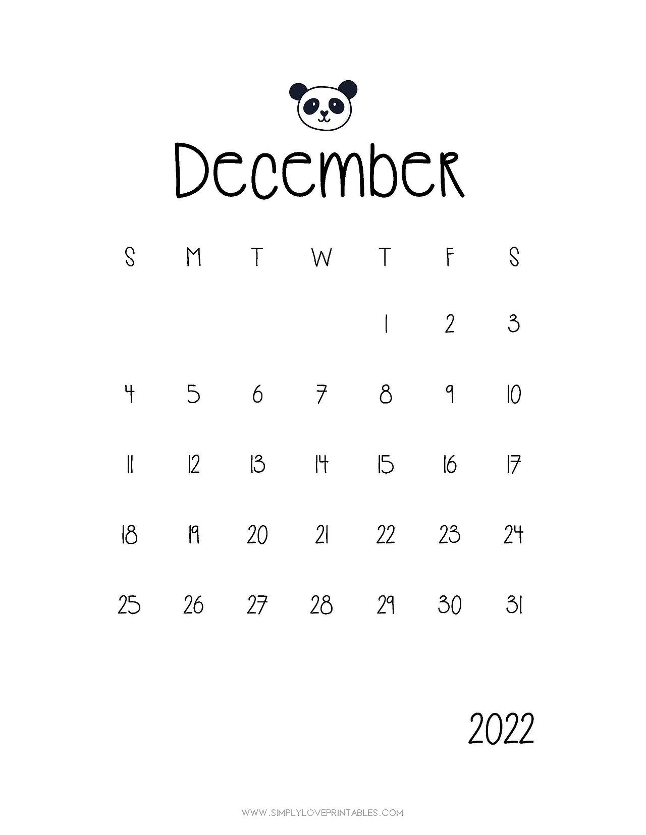 Free Printable December 2022 Calendars | Simply Love Printables