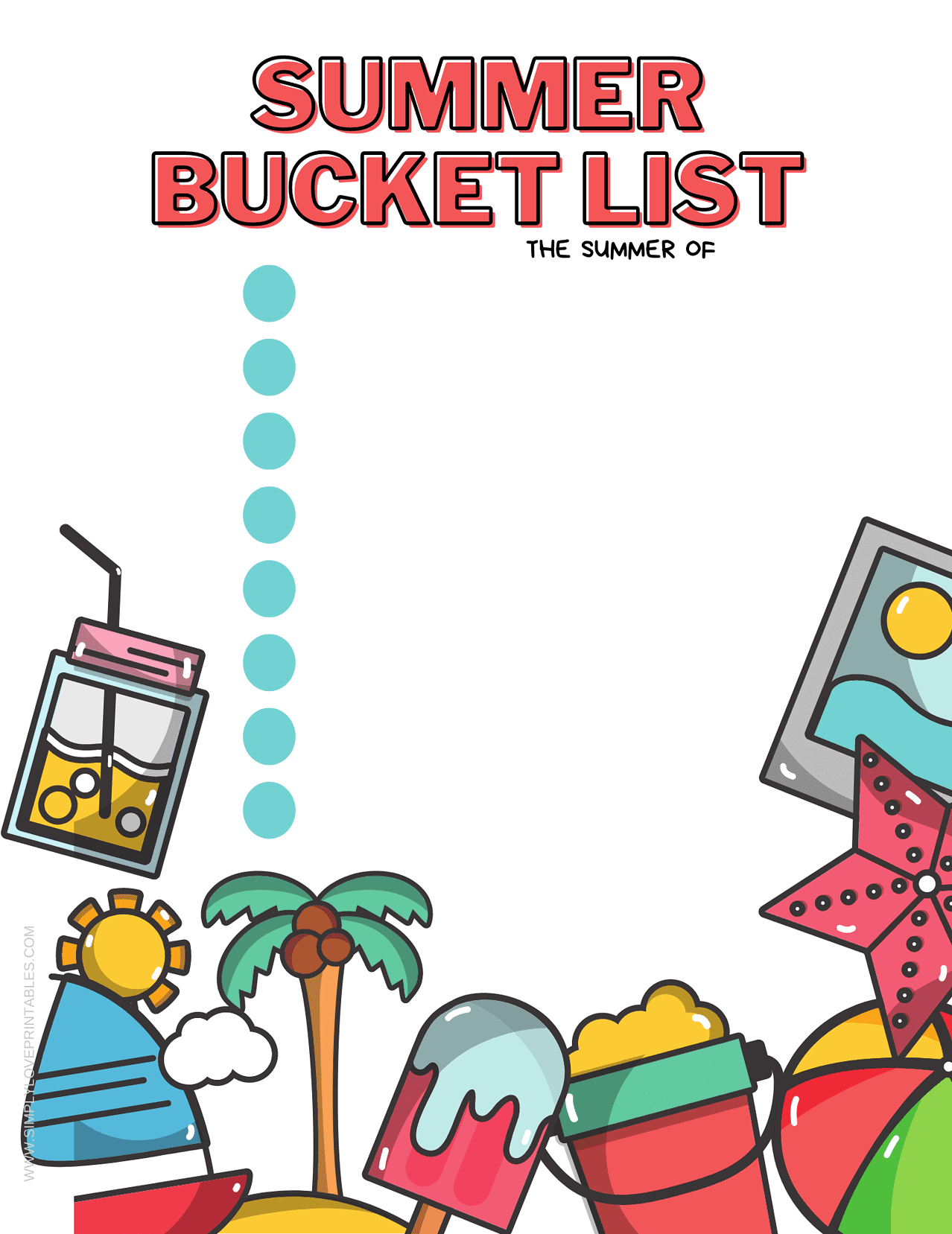 Free Printable Summer Bucket Lists | Simply Love Printables