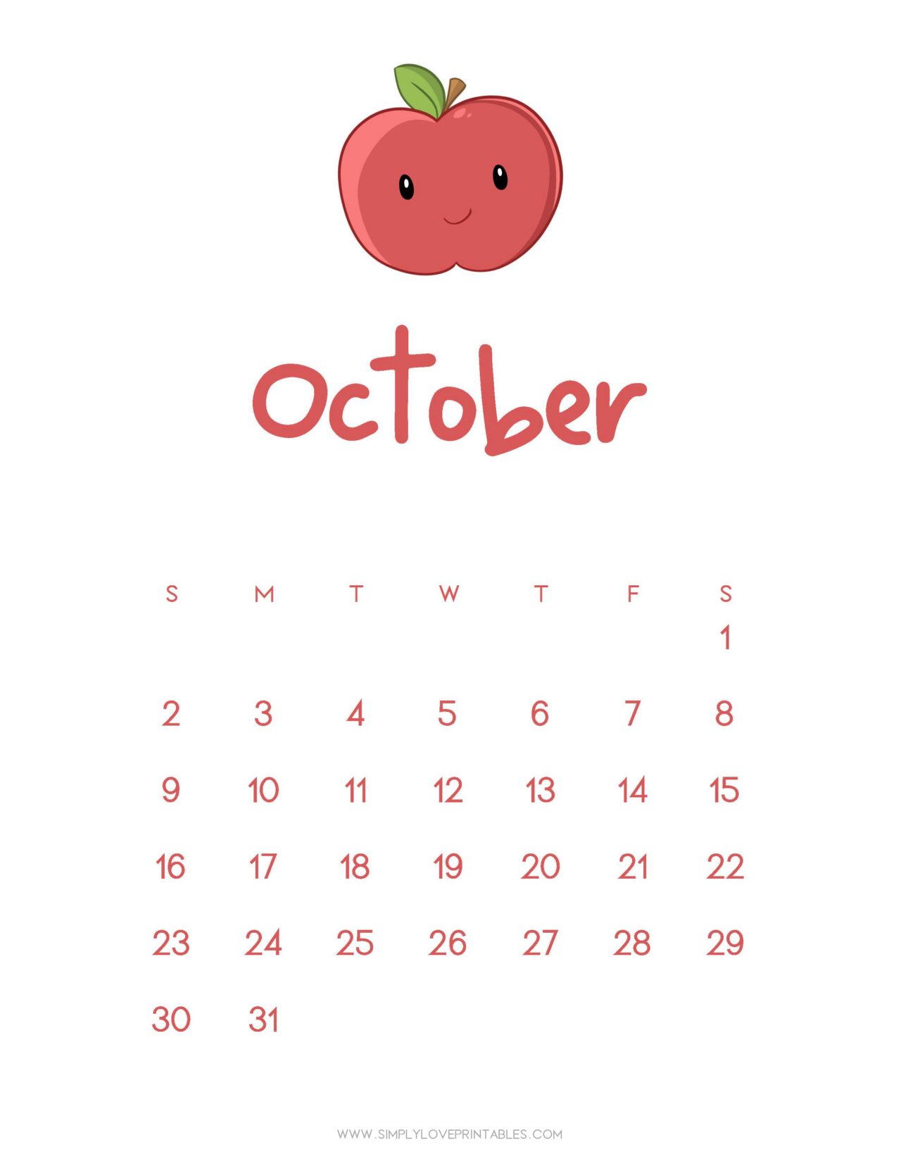 Free Printable October 2022 Calendars | Simply Love Printables