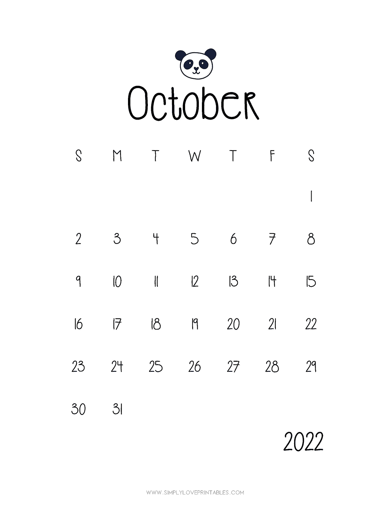 Free Printable October 2022 Calendars | Simply Love Printables