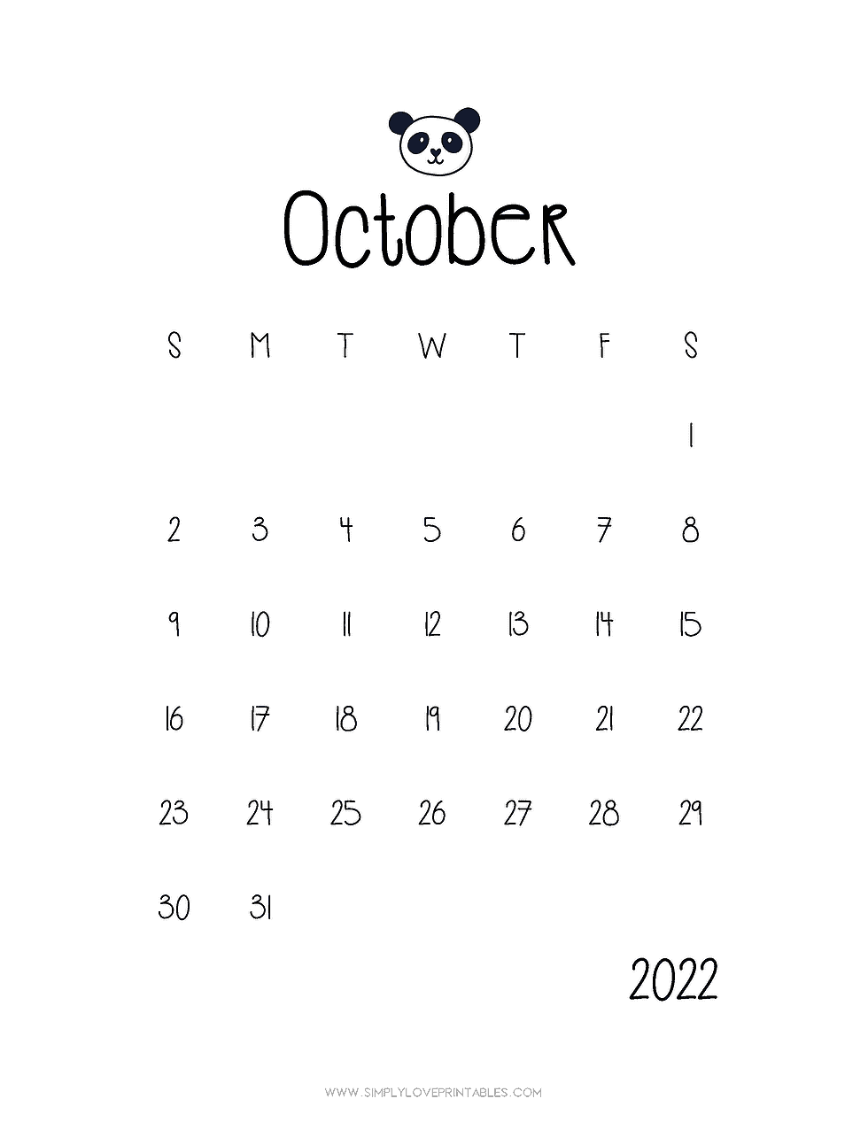 Free Printable October 2022 Calendars | Simply Love Printables