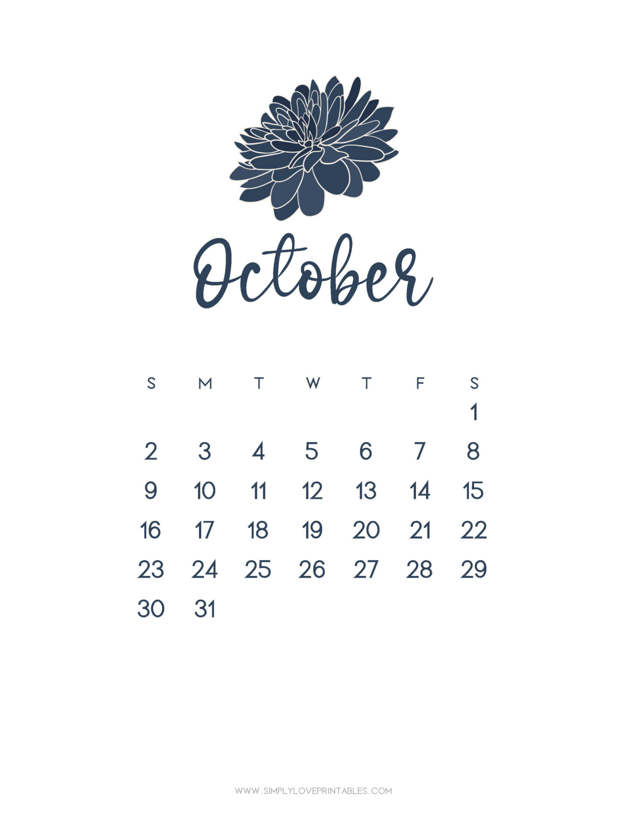 Free Printable October 2022 Calendars | Simply Love Printables
