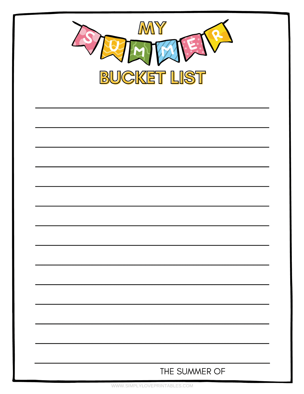 Free Printable Summer Bucket Lists | Simply Love Printables