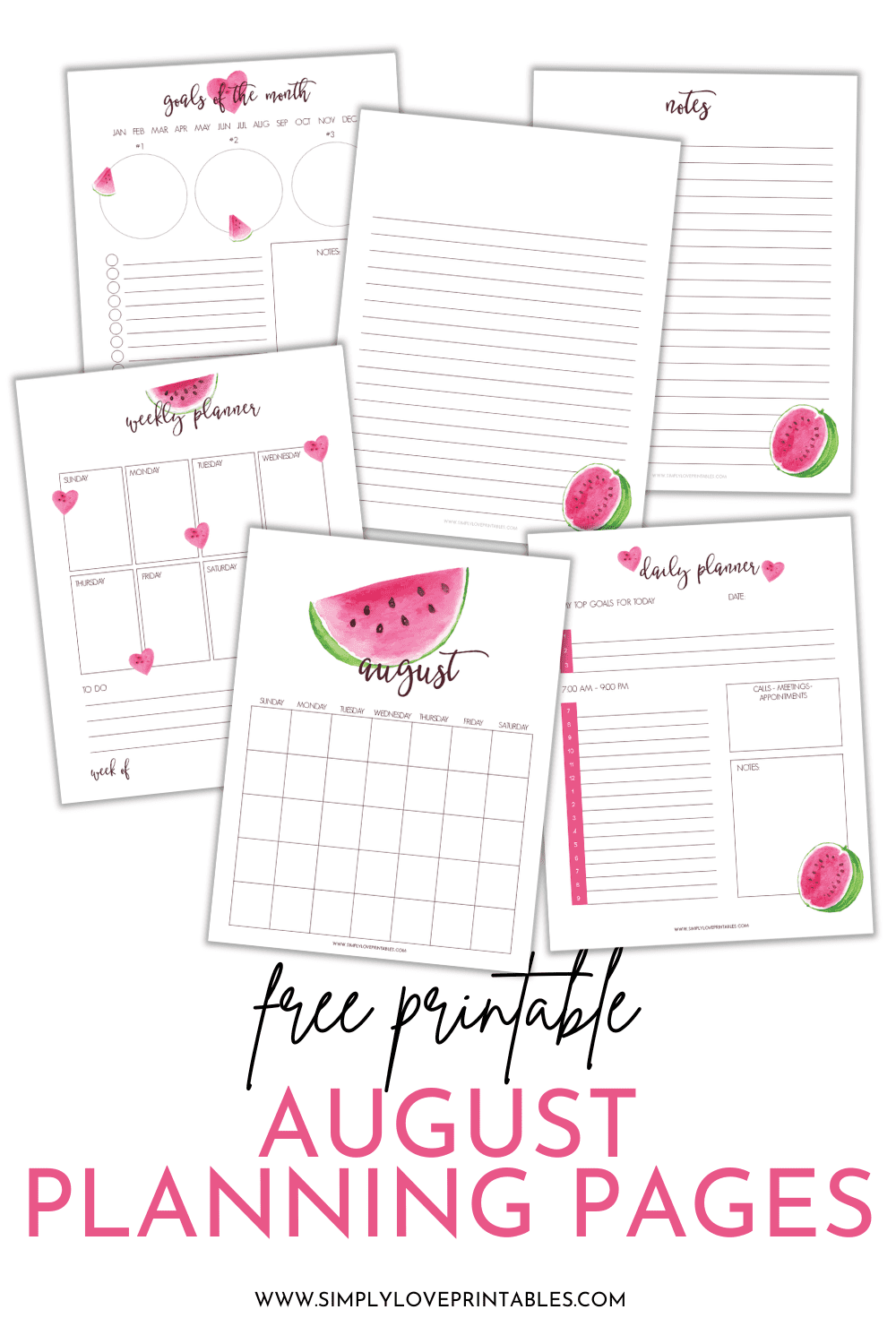 Simply Love Printables | Free August Planning Pages