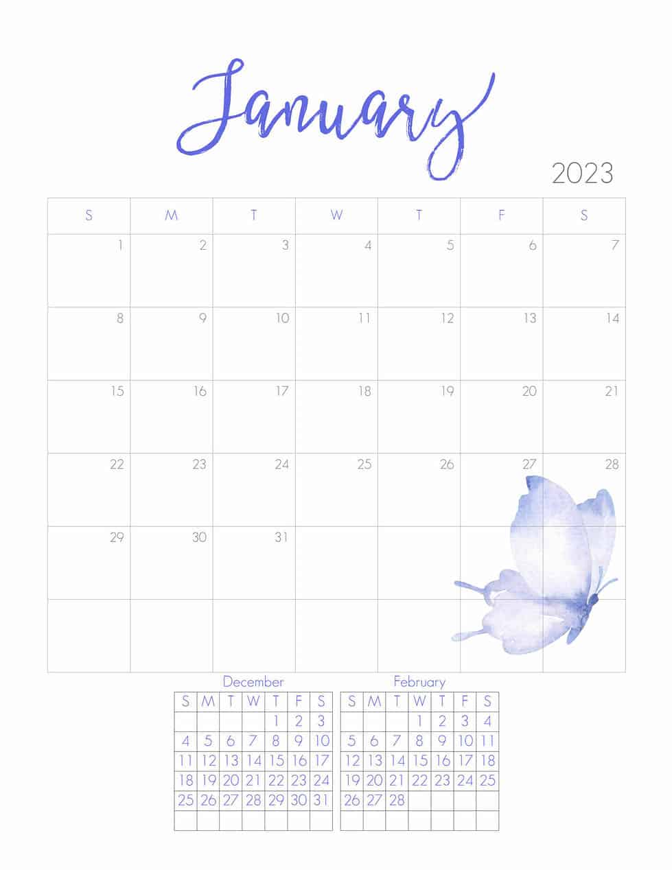 Free January 2023 Calendars | Simply Love Printables