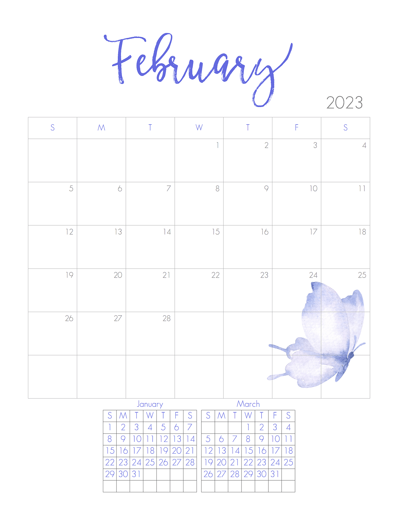 February 2023 Calendars - Free Printables | Simply Love Printables