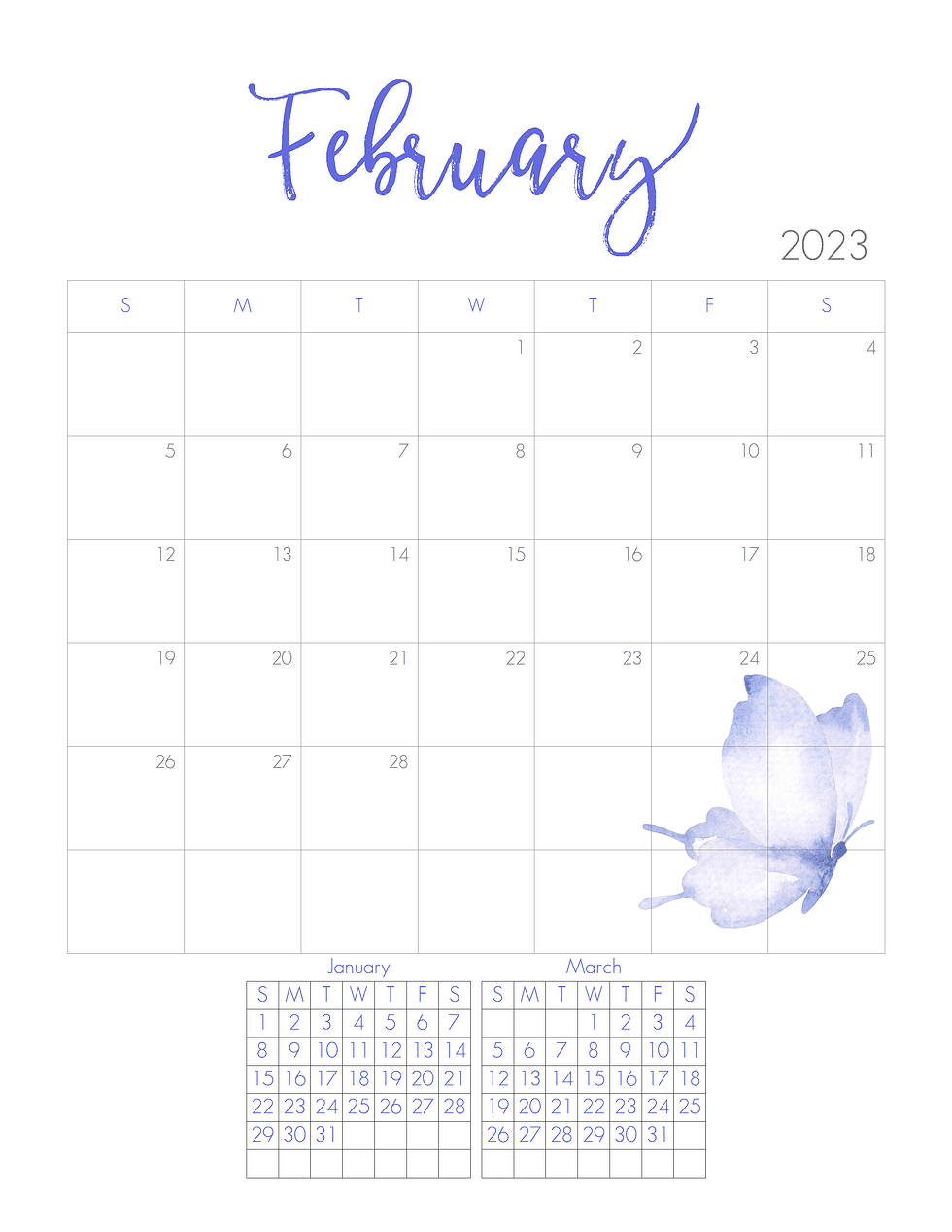 February 2023 Calendars - Free Printables | Simply Love Printables