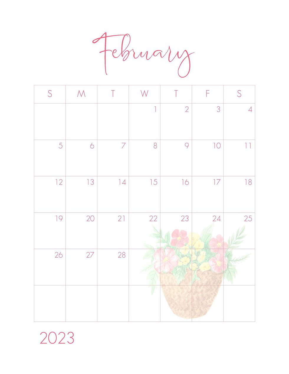 February 2023 Calendars - Free Printables | Simply Love Printables
