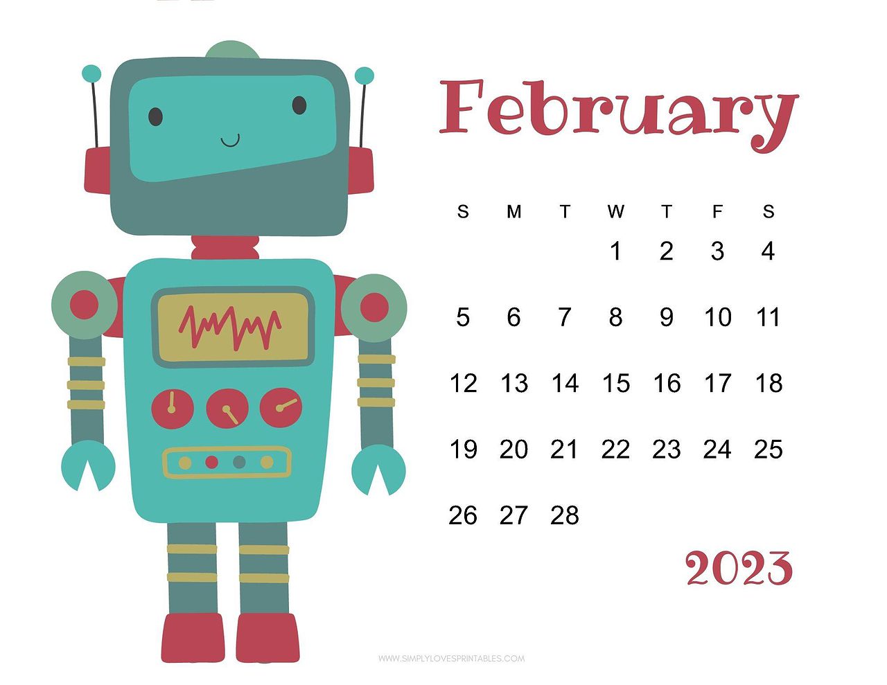 February 2023 Calendars - Free Printables | Simply Love Printables