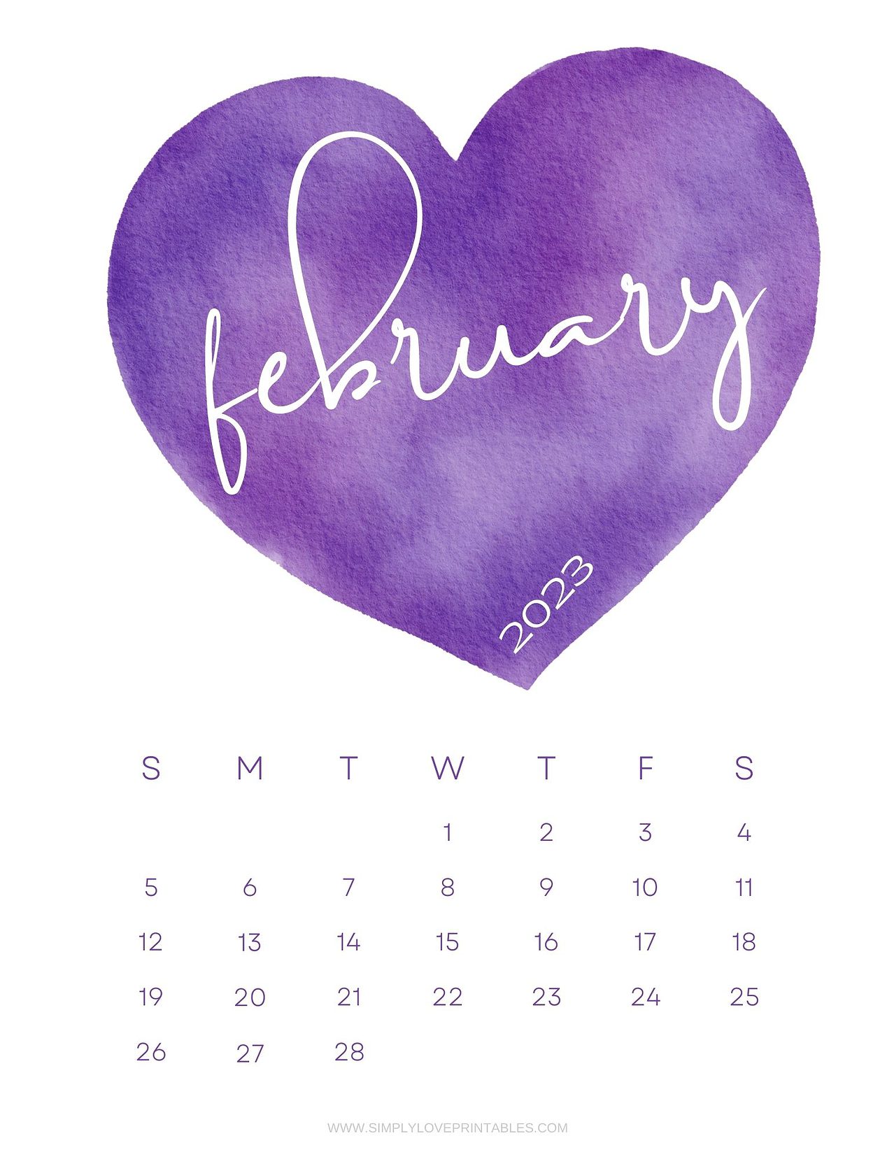February 2023 Calendars - Free Printables | Simply Love Printables