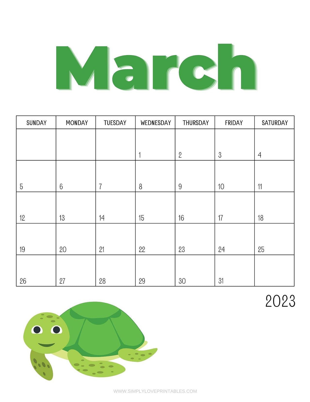 Free Printable March 2023 Calendars | Simply Love Printables