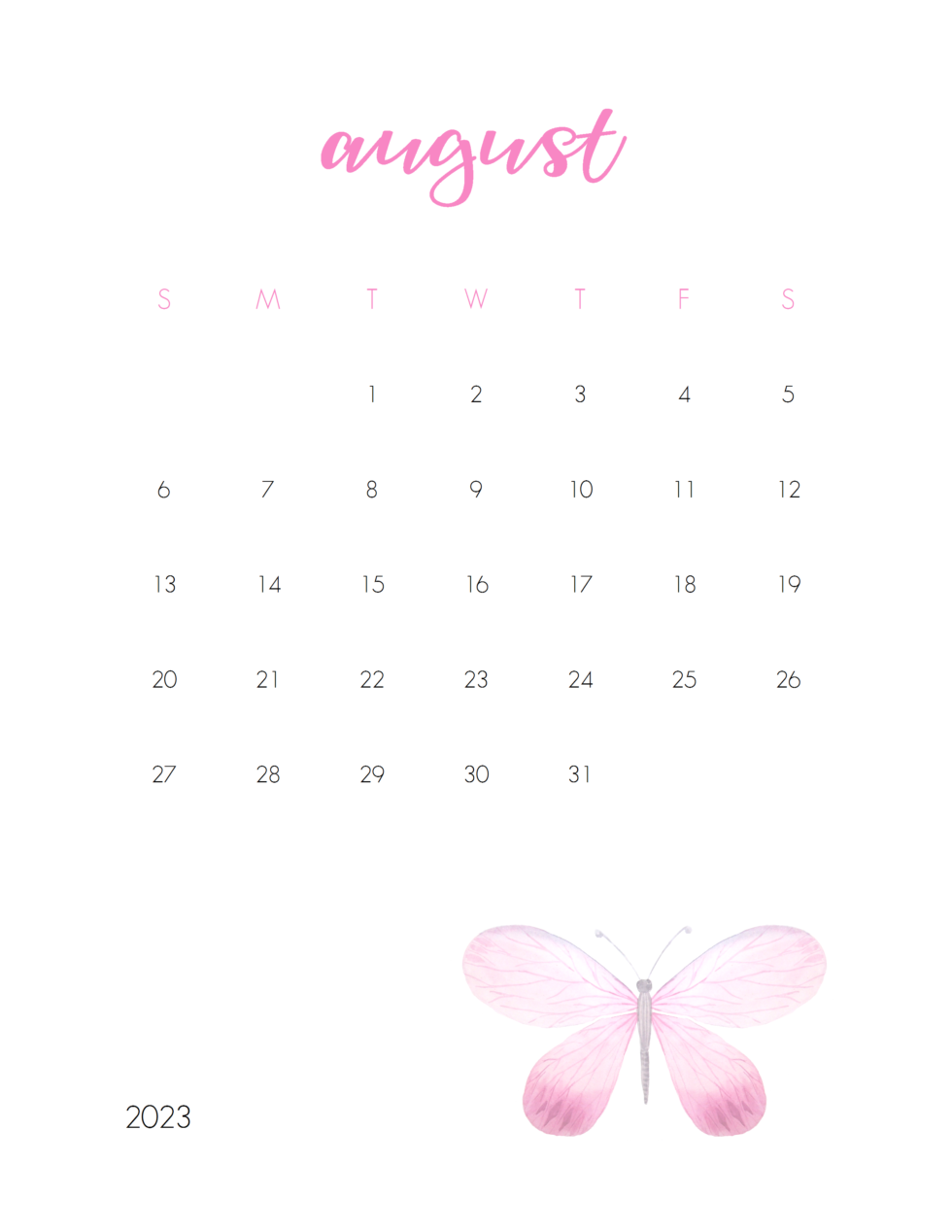 August 2023 Calendars | Simply Love Printables
