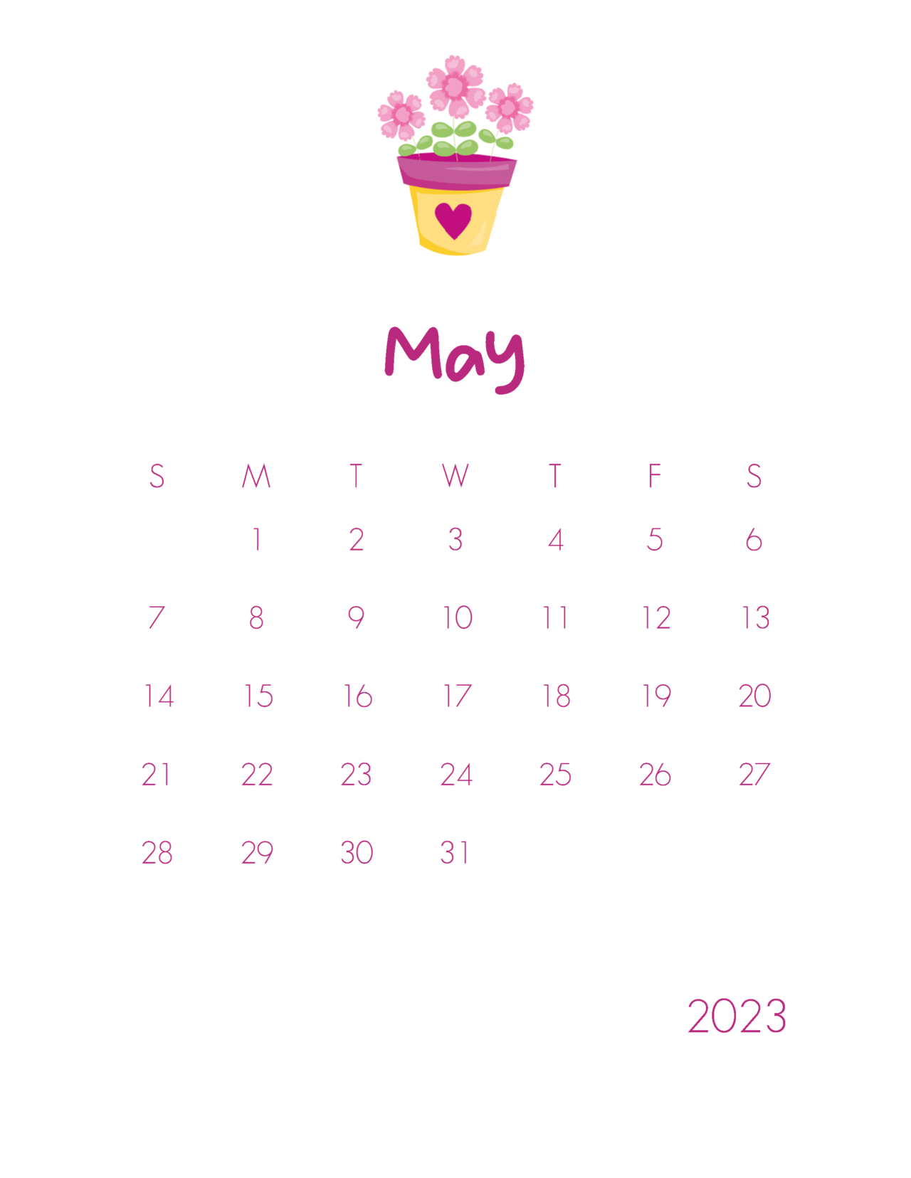 May 2023 Calendars | Simply Love Printables