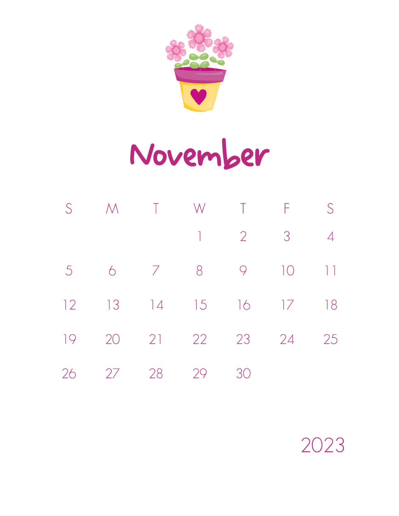 November 2023 Calendars | Simply Love Printables