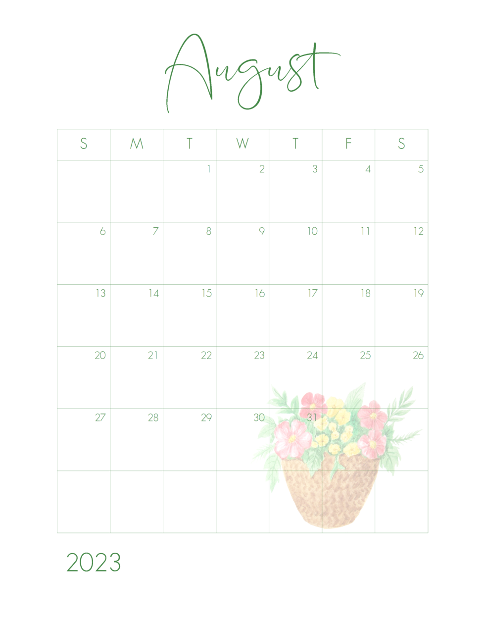 August 2023 Calendars | Simply Love Printables