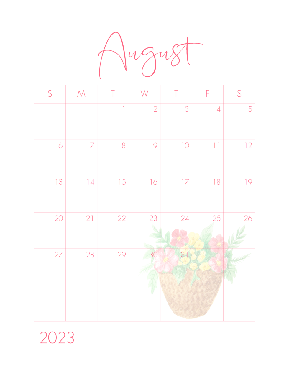 August 2023 Calendars | Simply Love Printables