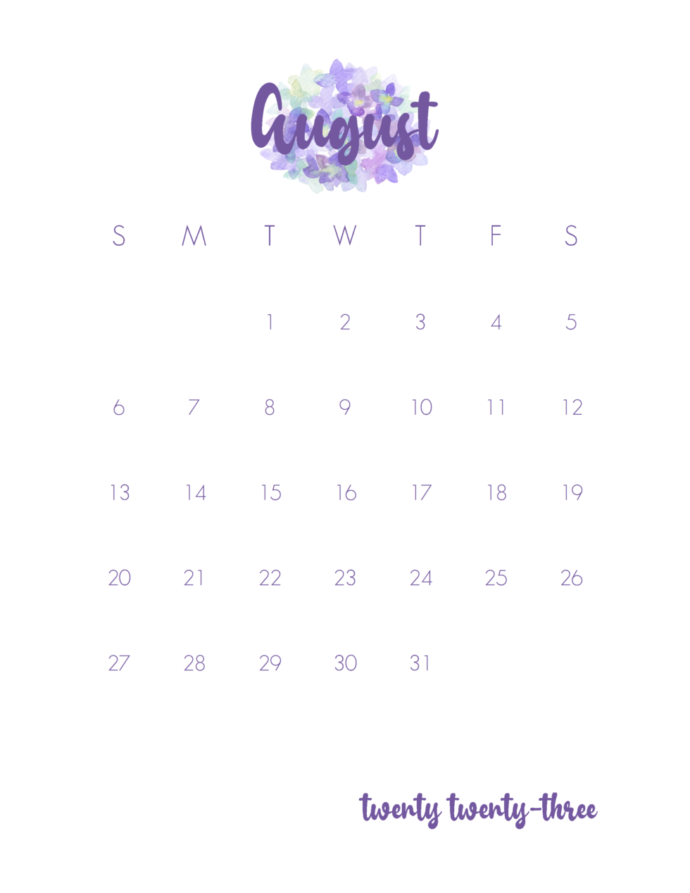 August 2023 Calendars | Simply Love Printables