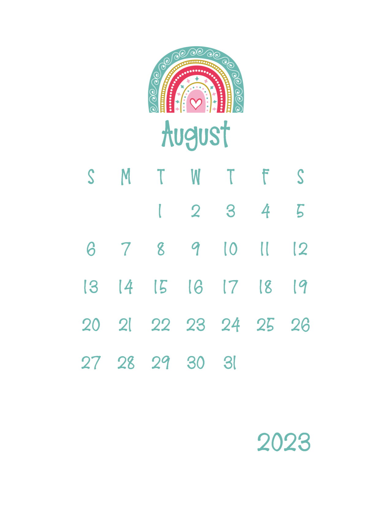 August 2023 Calendars | Simply Love Printables
