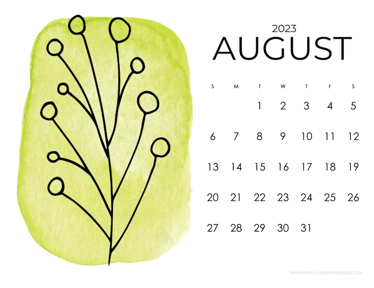 August 2023 Calendars | Simply Love Printables