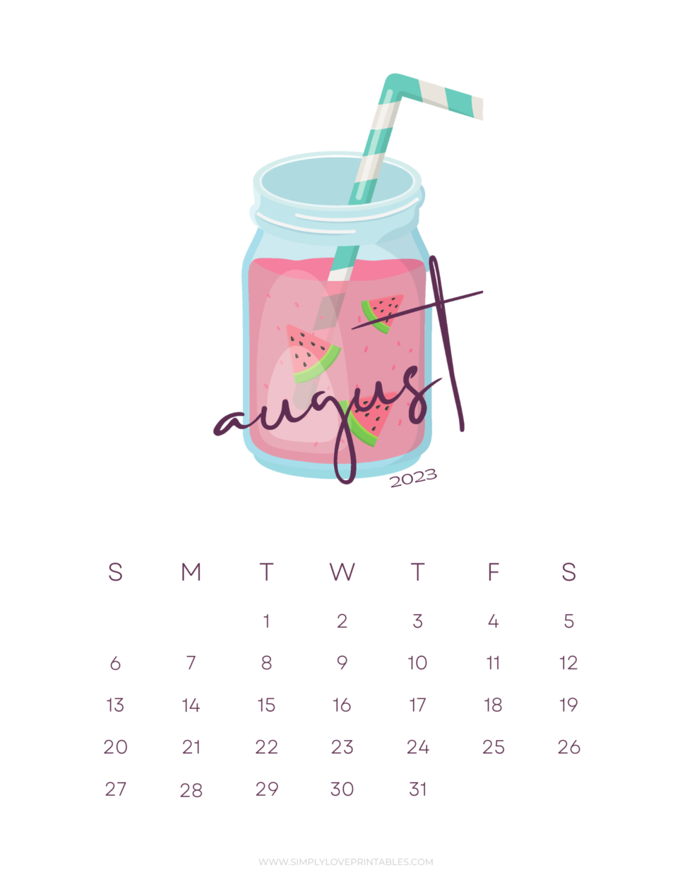 August 2023 Calendars | Simply Love Printables