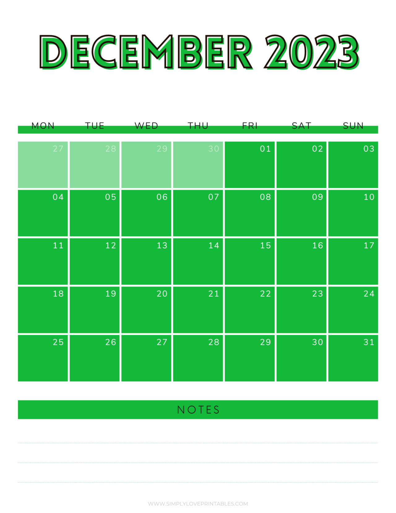 December 2023 Calendars | Simply Love Printables