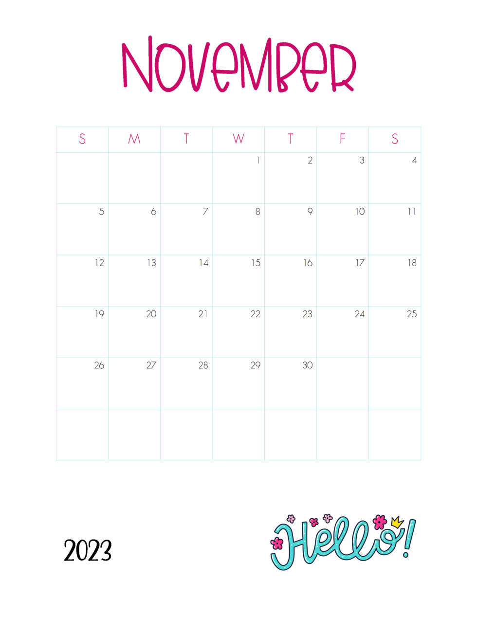 November 2023 Calendars | Simply Love Printables