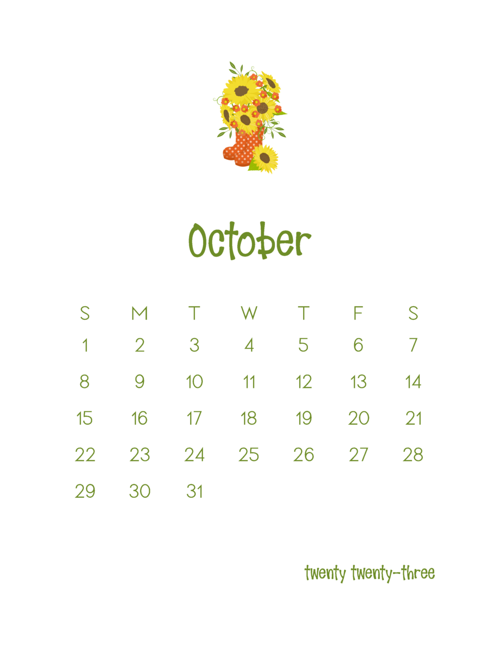 October 2023 Calendars | Simply Love Printables