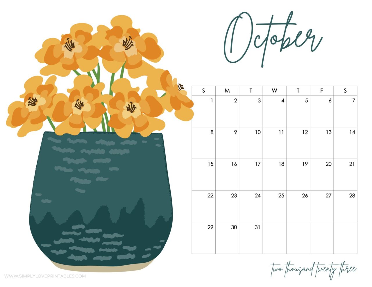 October 2023 Calendars | Simply Love Printables
