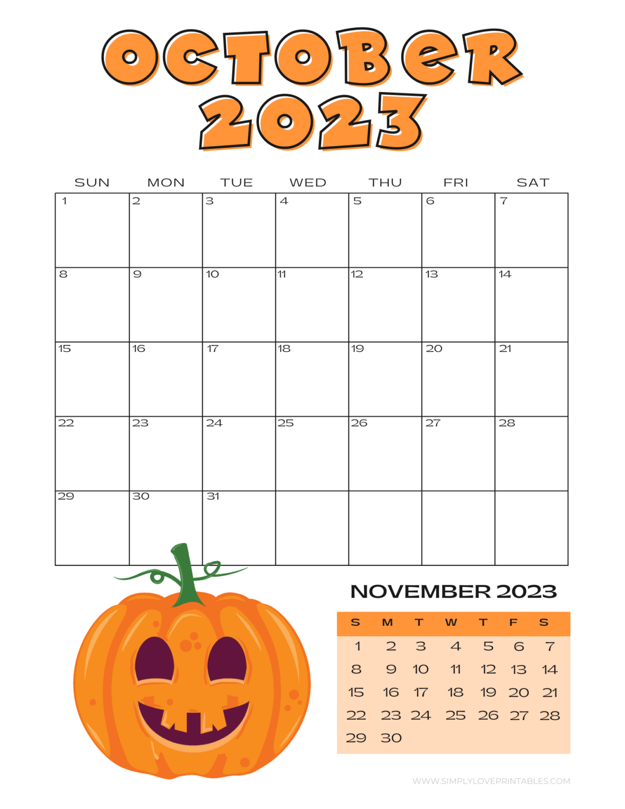 October 2023 Calendars | Simply Love Printables