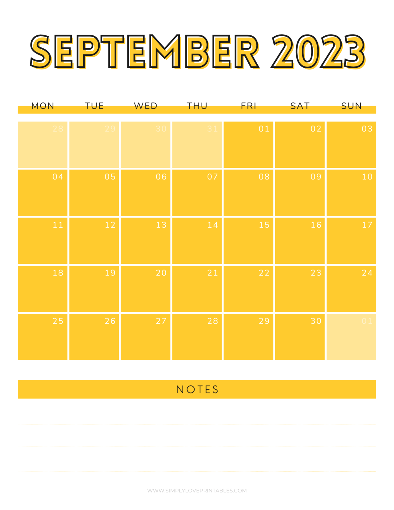 September 2023 Calendars | Simply Love Printables