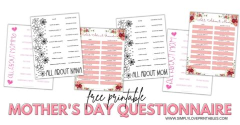 Free Happy Mother's Day Questionnaire | Simply Love Printables