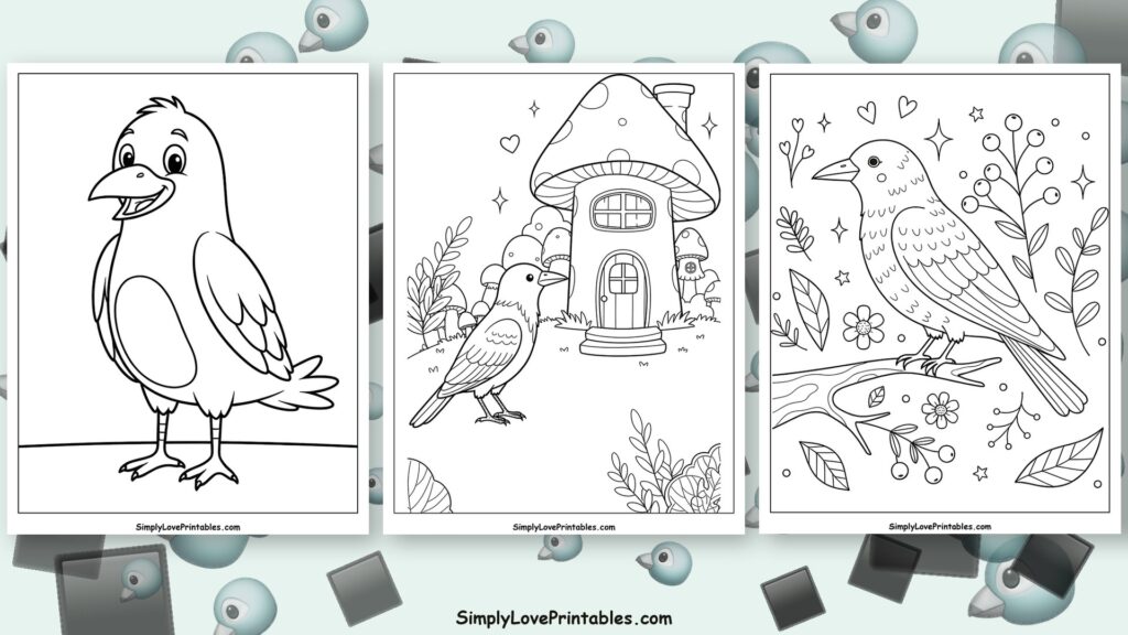5 Crow Coloring Pages (Free PDF Printables) - Simply Love Printables