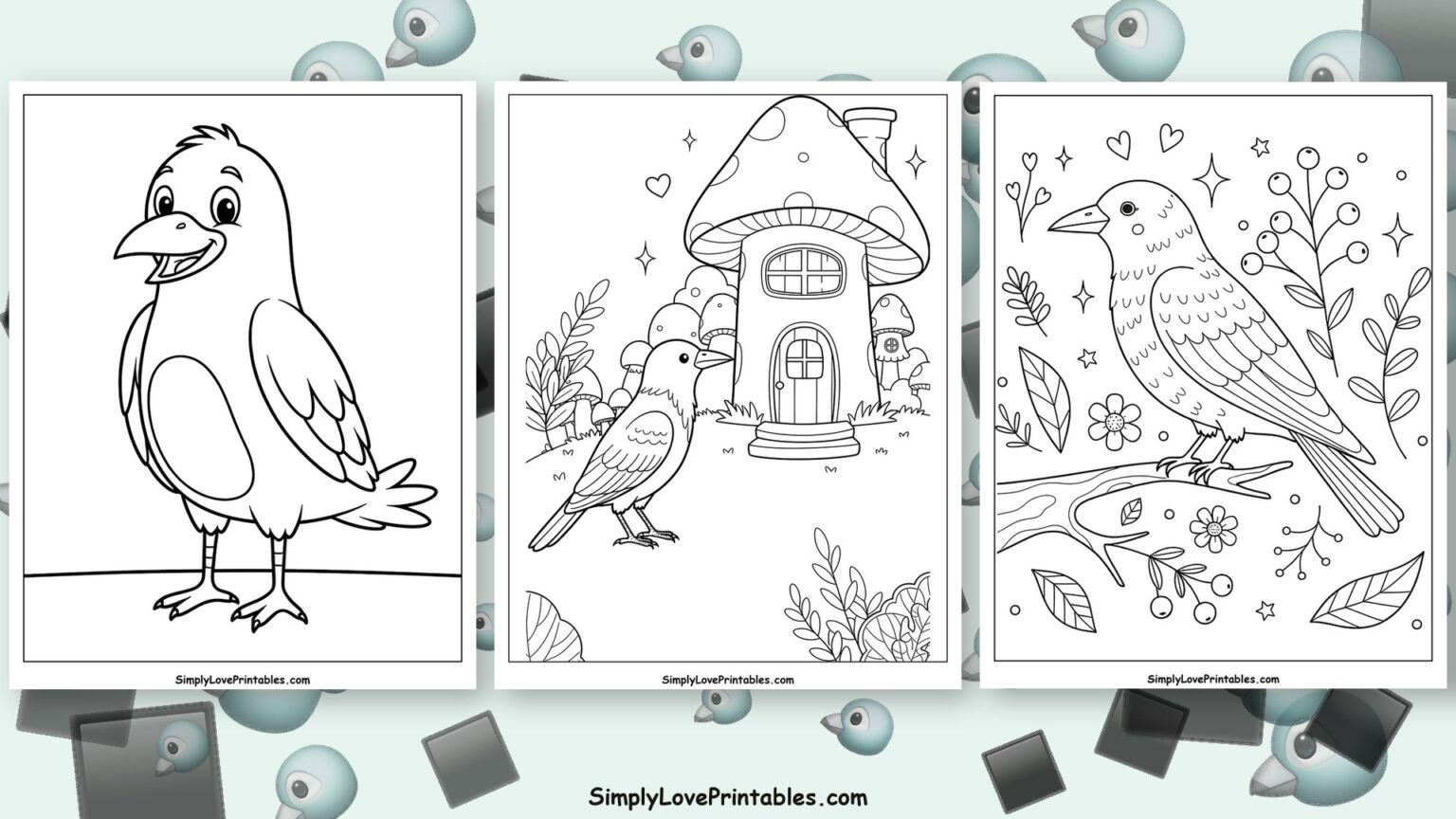 5 Crow Coloring Pages (Free PDF Printables) - Simply Love Printables